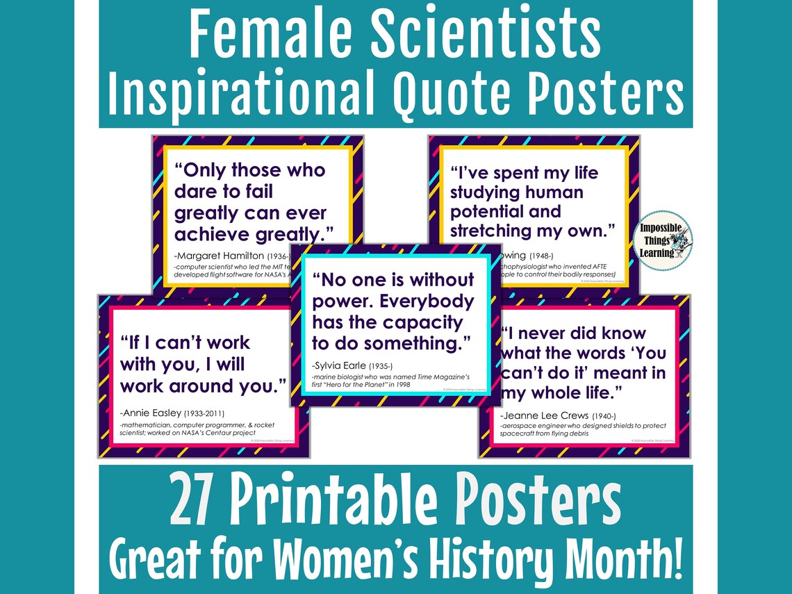 Womens History Month Posters for Science Classroom With Inspirational ...