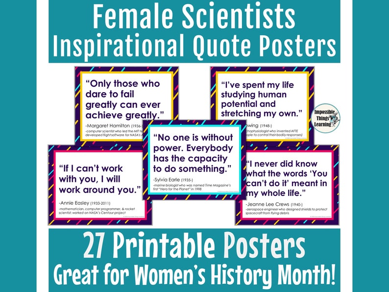 Women’s History Month Posters for Science Classroom With Inspirational ...
