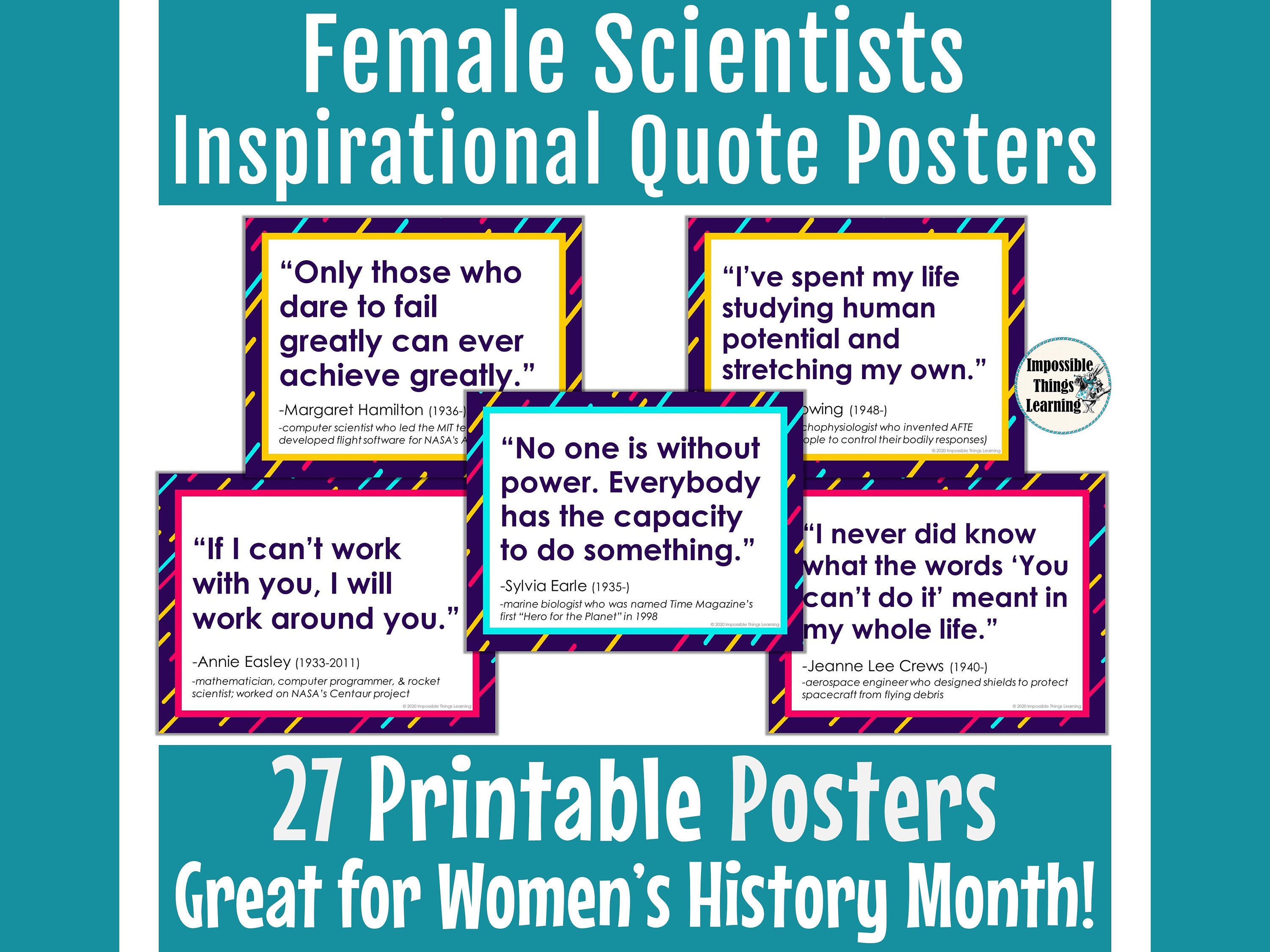 Womens History Month Posters for Science Classroom With Inspirational ...