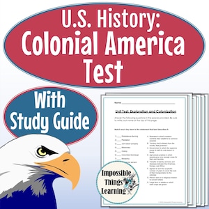 Colonial America Test: US History Unit 1, Editable With Study Guide ...