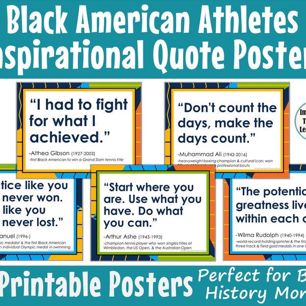 Black History Athletes Posters - Etsy