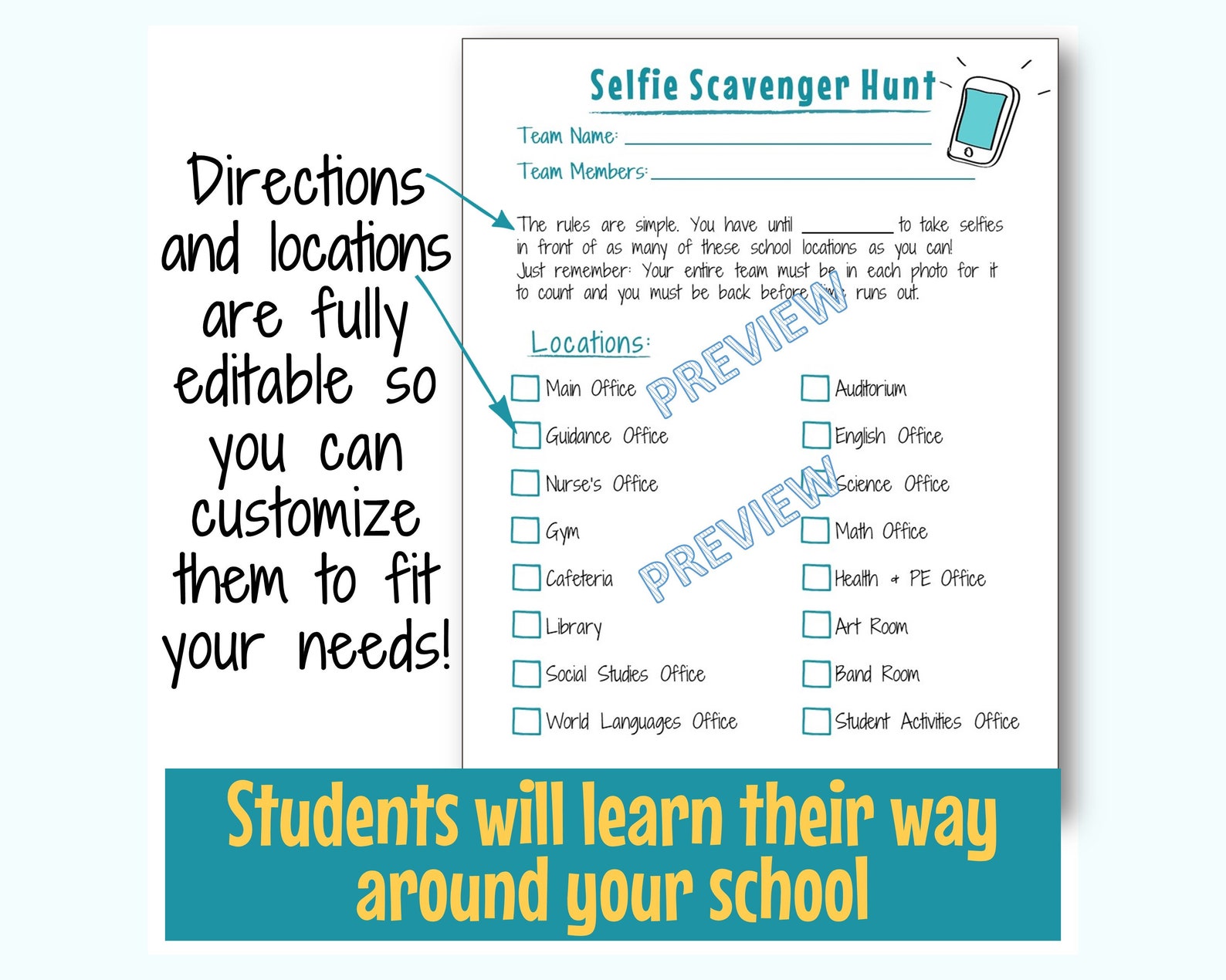 Back to School Scavenger Hunt, High School Scavenger Hunt, 9th Grade ...