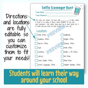 Back to School Scavenger Hunt, High School Scavenger Hunt, 9th Grade ...