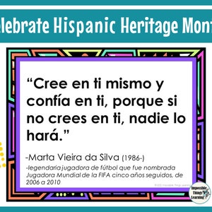 Hispanic Heritage Month Posters in Spanish With Inspirational Quotes ...