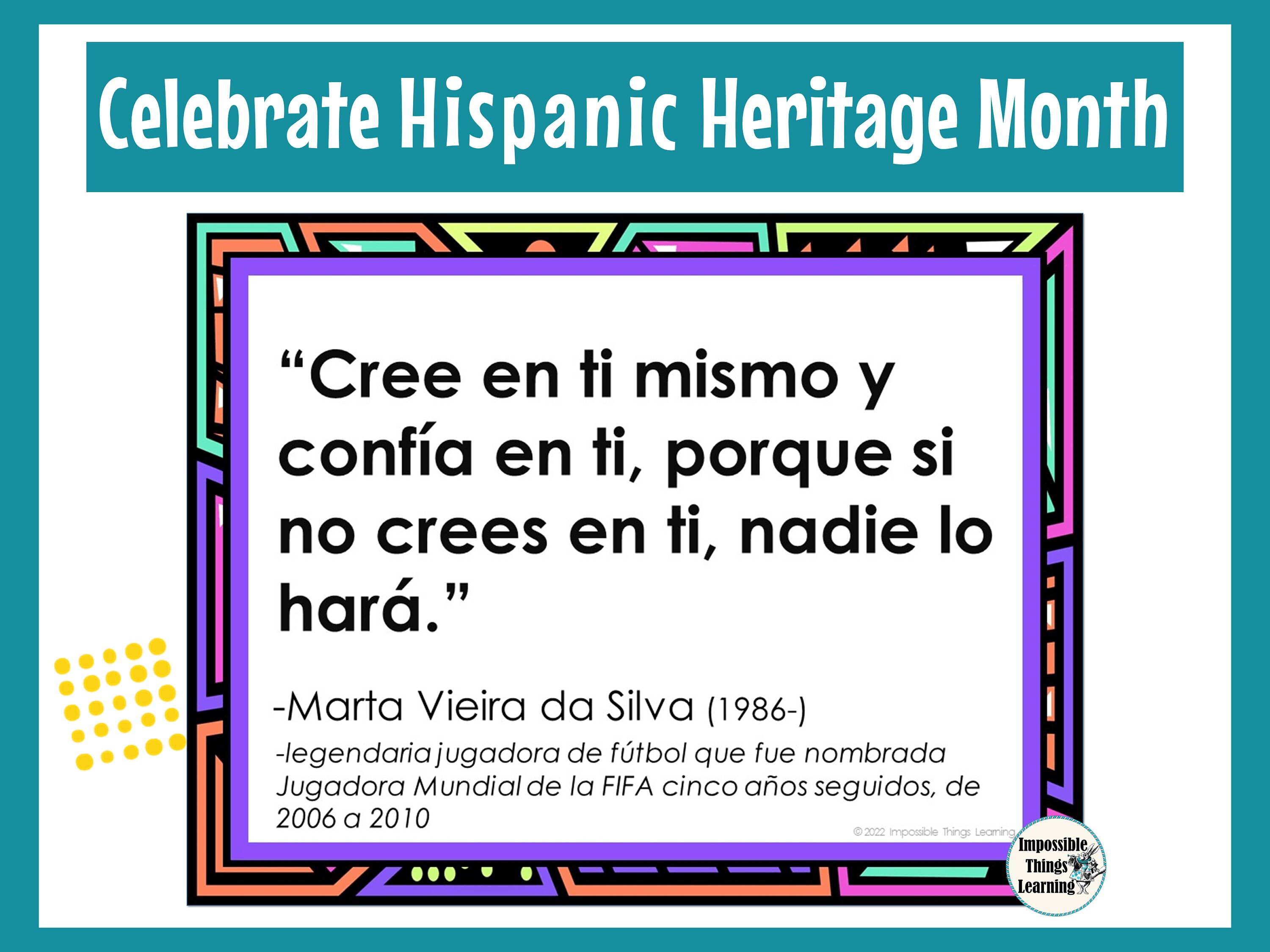 Hispanic Heritage Month Posters in Spanish With Inspiring Quotes From ...