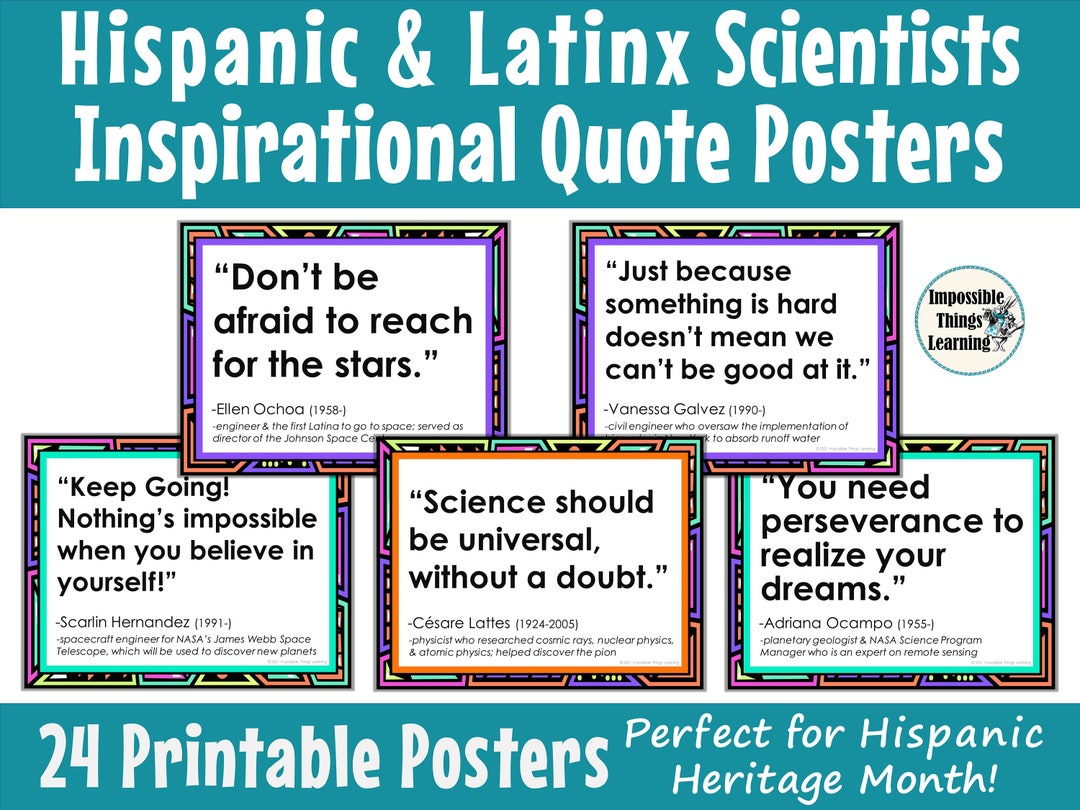 Hispanic Heritage Month Posters for the Classroom With Inspirational ...