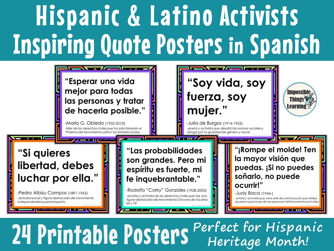 Inspirational Quote Posters in Spanish From Famous Latino and - Etsy