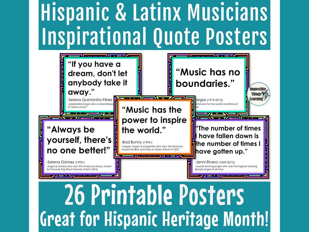 Hispanic Heritage Month Posters for Music Classrooms With Inspirational ...