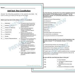 U.S. History Constitution Test, Fully Editable US History Test, Social ...