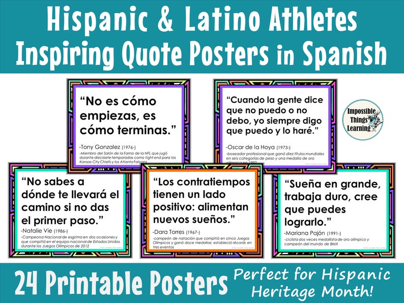 Hispanic Heritage Month Posters in Spanish With Inspiring - Etsy