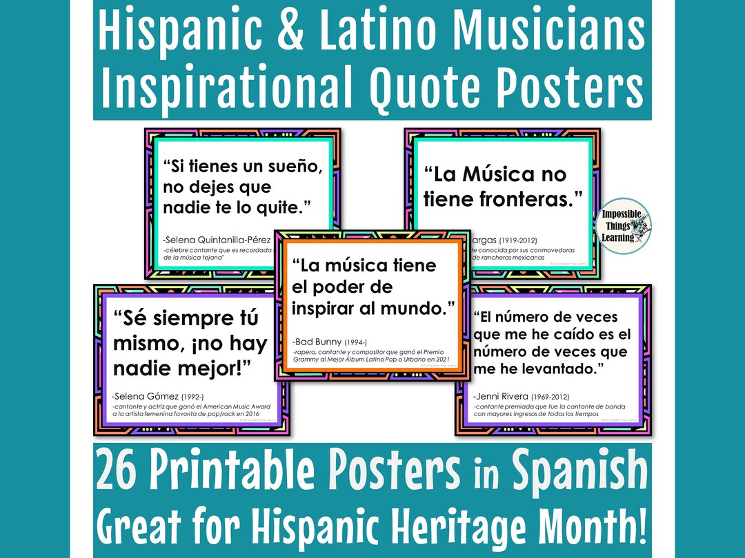 Hispanic Heritage Month Posters With Inspirational Quotes in Spanish ...