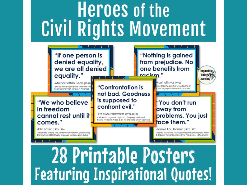 Heroes of the Civil Rights Movement Inspirational Quotes Posters for U ...