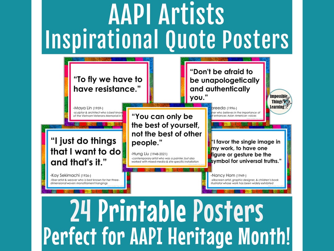 AAPI Heritage Month Posters for Art Classroom With Inspirational Quotes ...