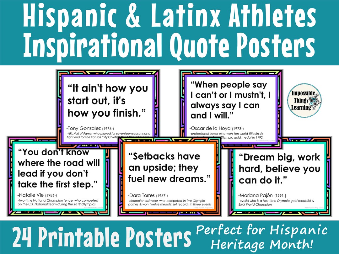 Hispanic Heritage Month Posters for PE Classrooms With Inspirational ...