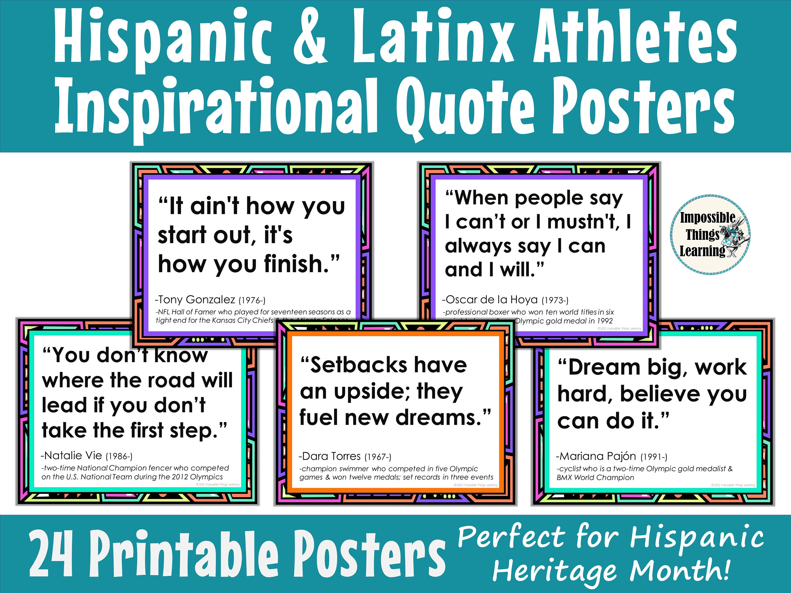 Hispanic Heritage Month Posters for PE Classrooms With Inspirational ...