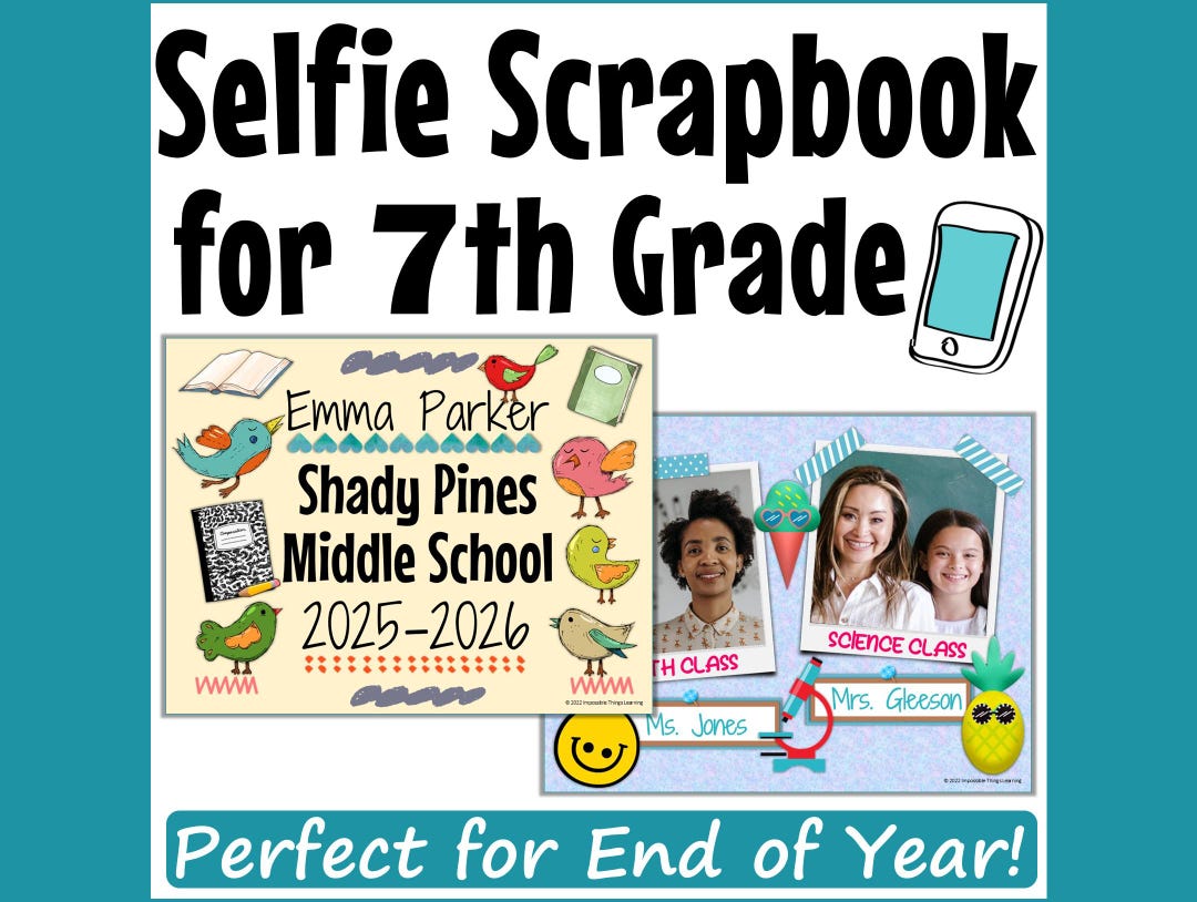 End of the Year Memory Book for 7th Grade, End of the Year Digital ...