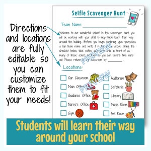 Back to School Scavenger Hunt, First Day of School Game, Kindergarten ...