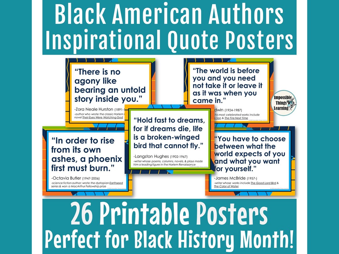 Black History Month Posters for English Classroom With Inspirational ...