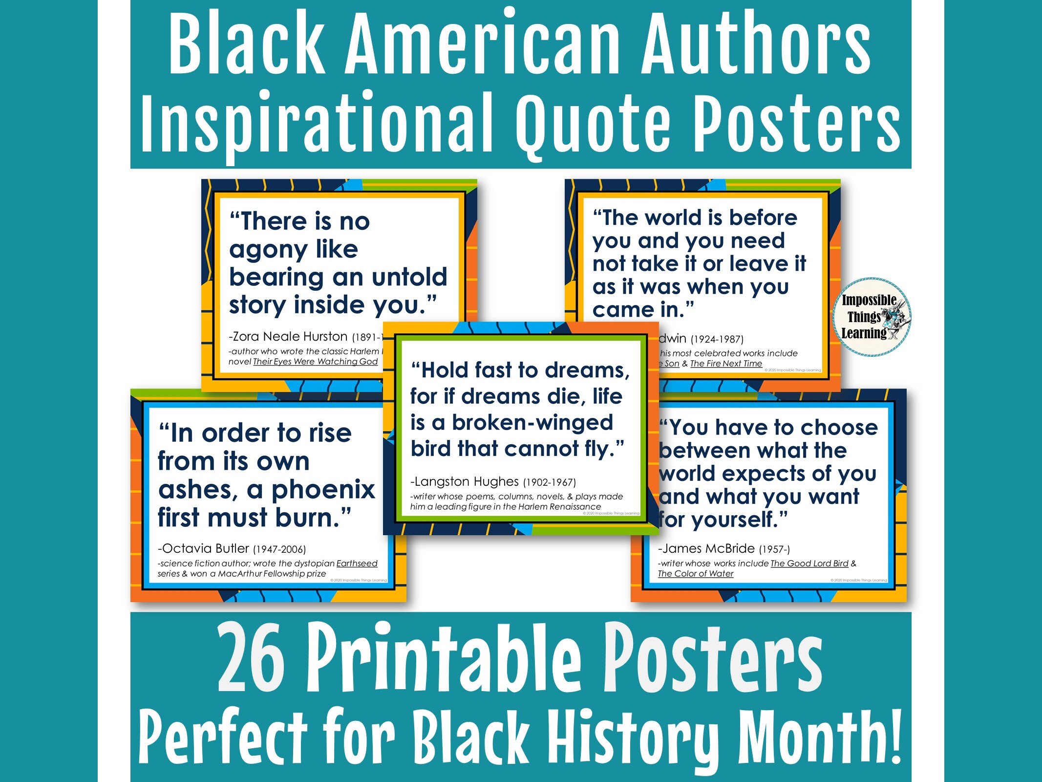 Black History Month Posters for English Classroom With Inspirational ...