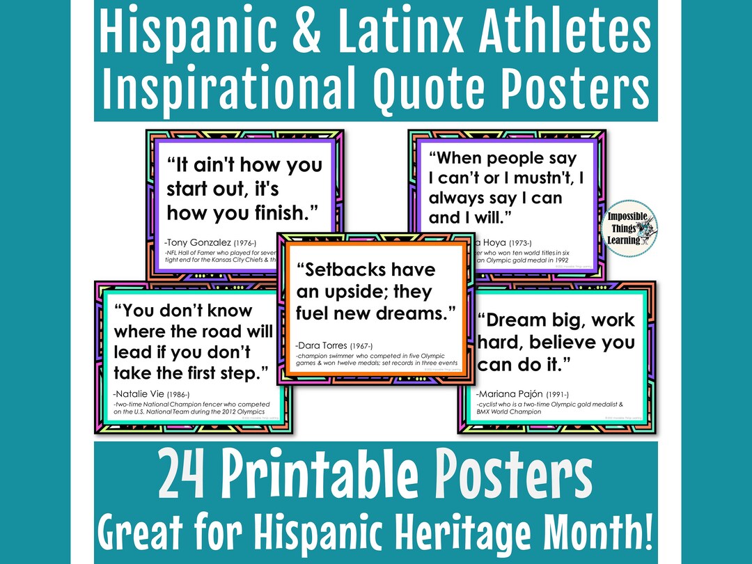 Hispanic Heritage Month Posters for PE Classrooms With Inspirational ...