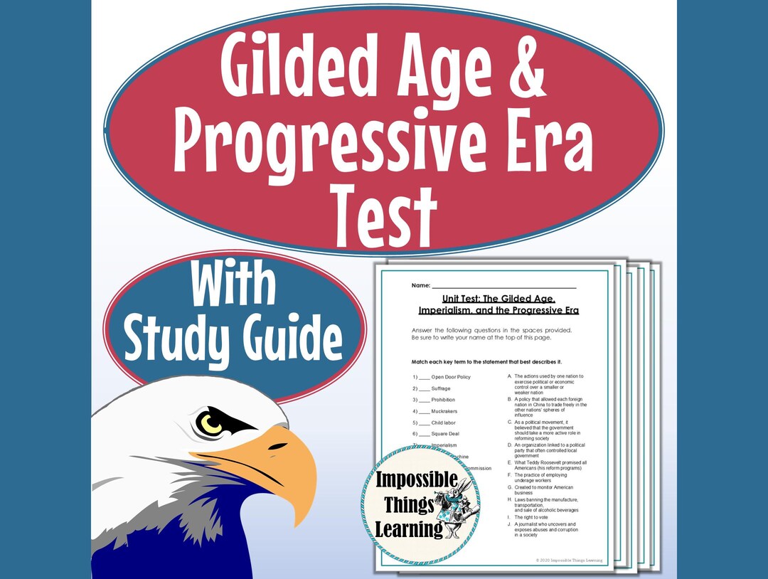 Gilded Age to Progressive Era Test for U.S. History With Study Guide ...