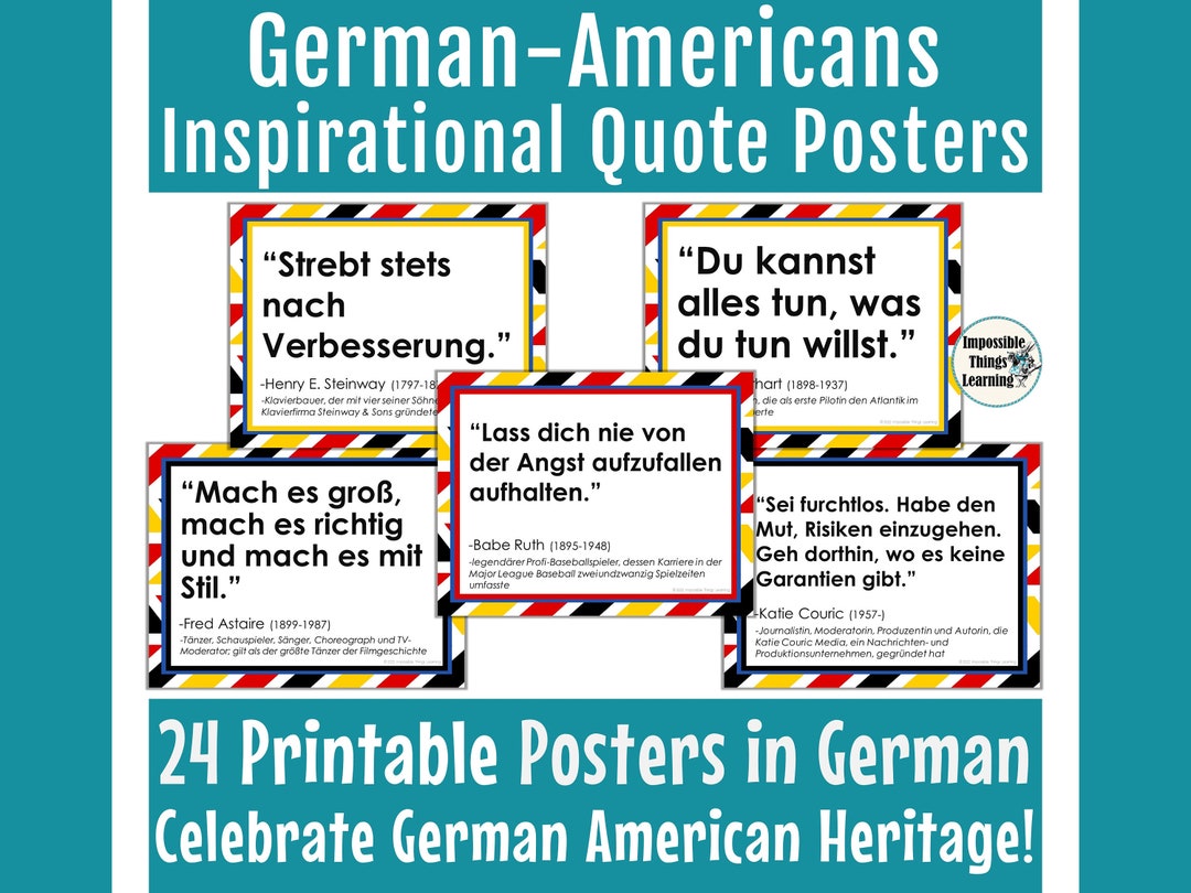German-american Heritage Month Posters With Inspirational Quotes in ...