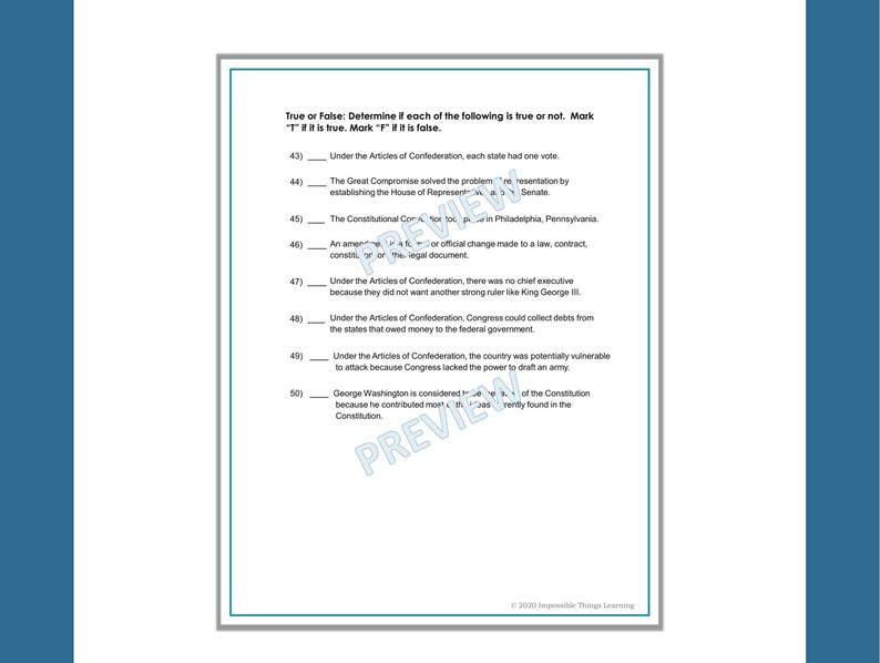 U.S. History Constitution Test, Fully Editable US History Test, Social ...