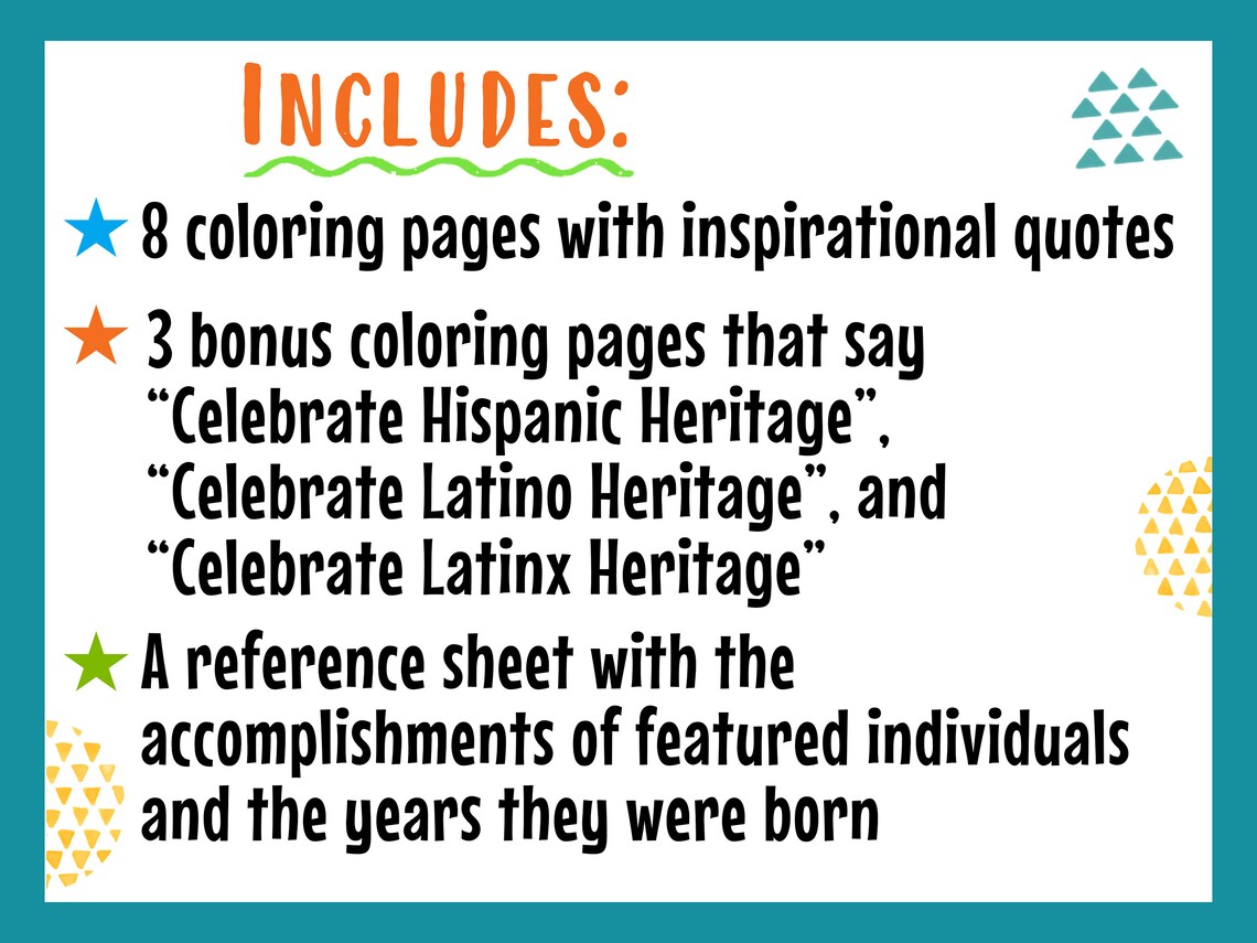 Hispanic Heritage Month Coloring Pages With Inspirational Quotes From ...