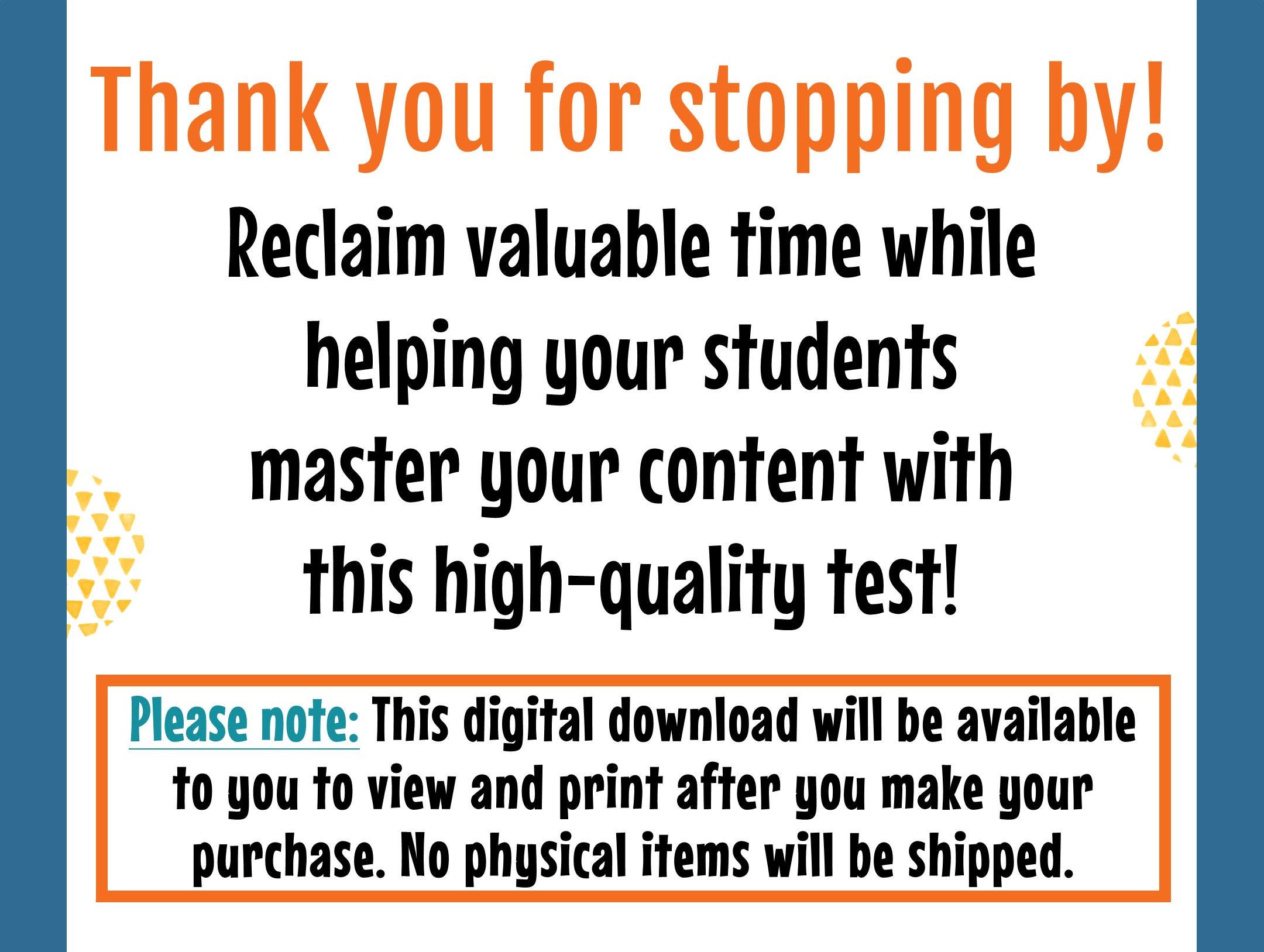 U.S. History New Republic Test, Editable US History Test, Social ...