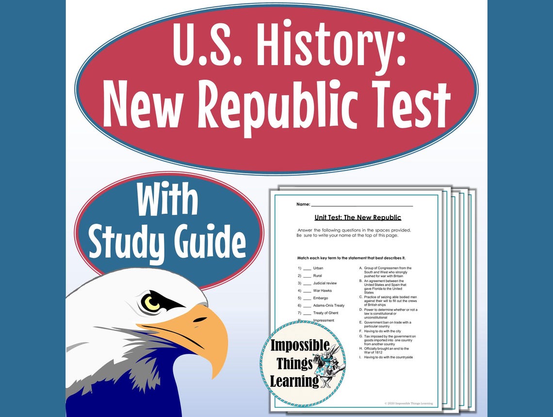 U.S. History New Republic Test, Editable US History Test, Social ...