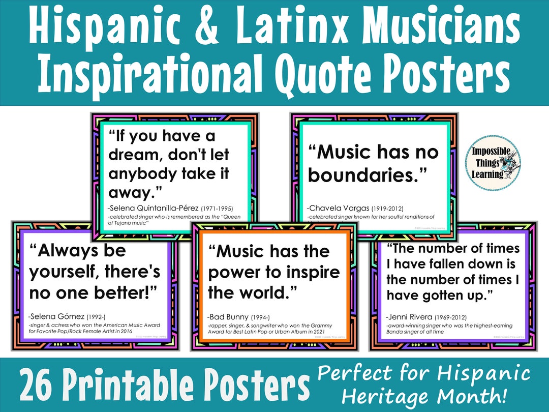 Hispanic Heritage Month Posters for Music Classrooms With Inspirational ...