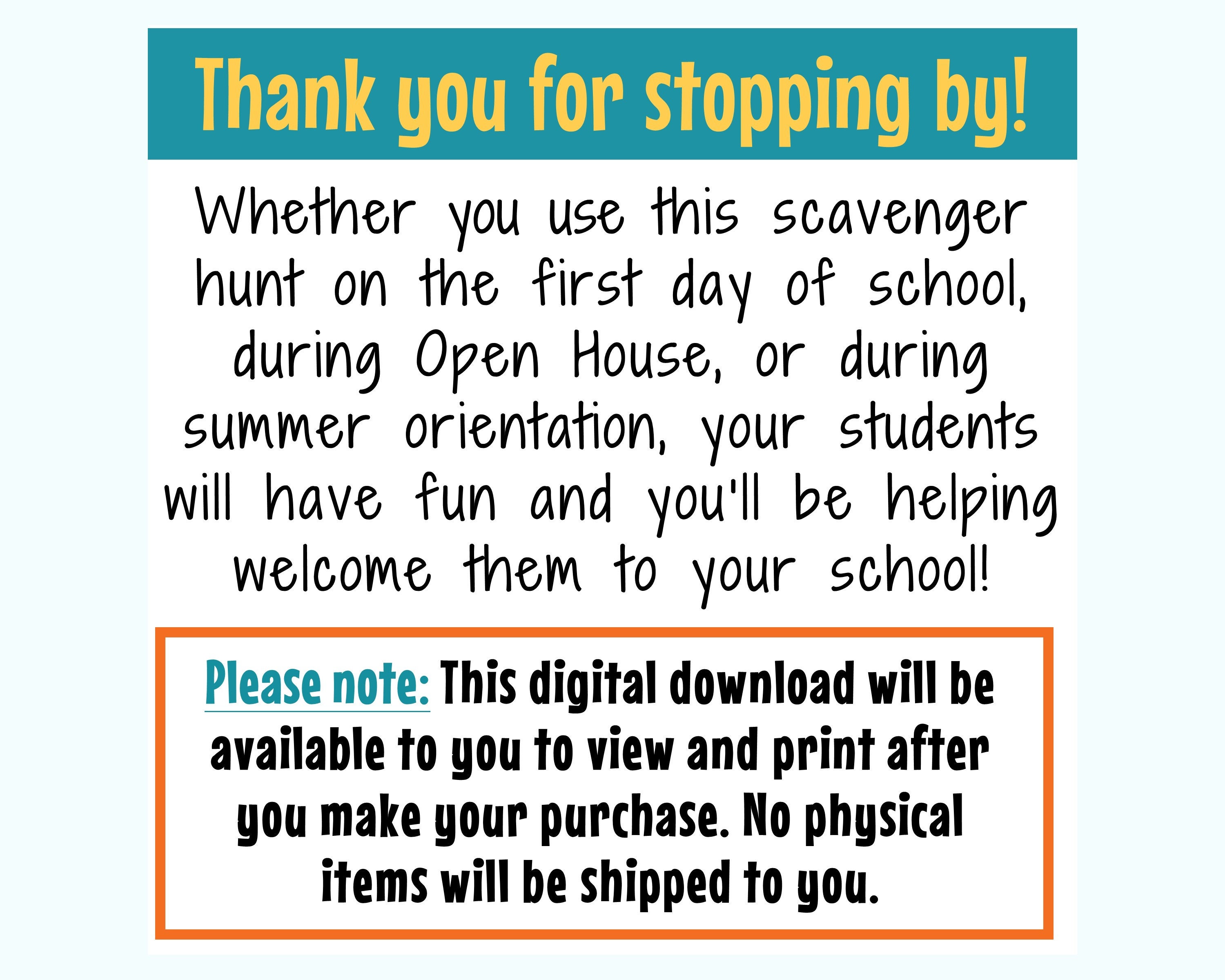 Back to School Scavenger Hunt for Middle School, 6th Grade Orientation ...