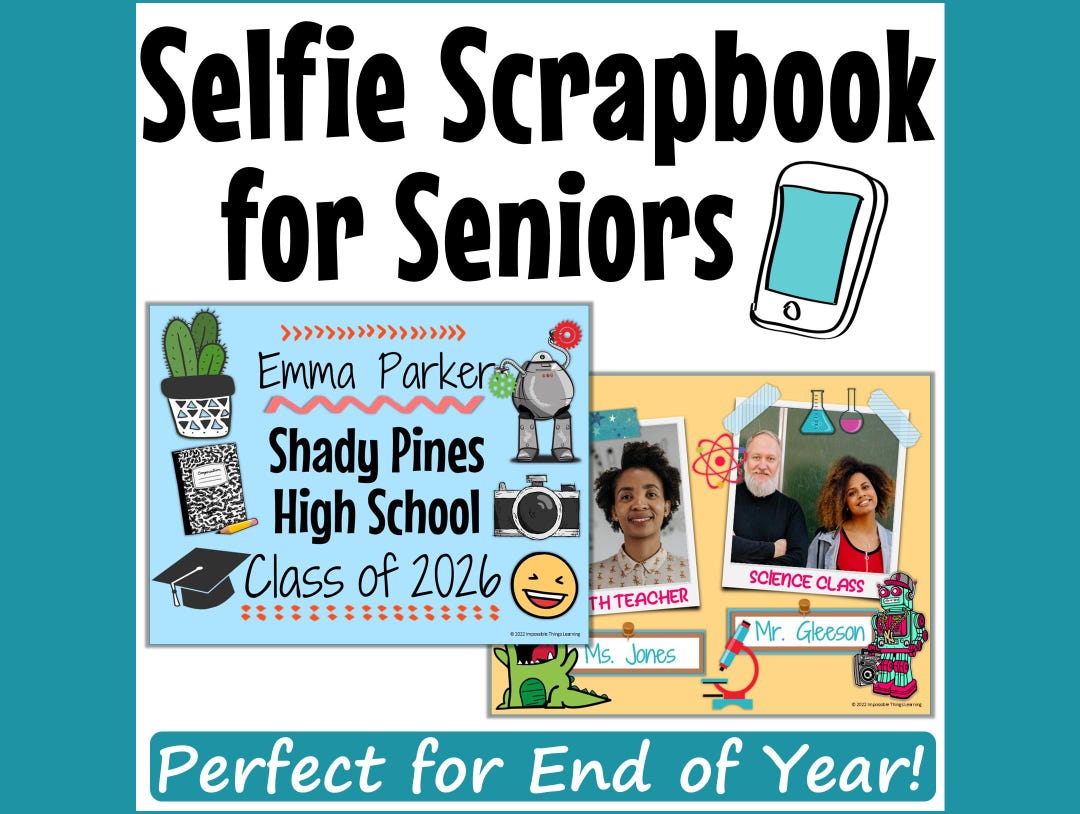 End of the Year Memory Book for Seniors, 12th Grade Selfie Scrapbook ...