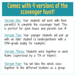 Back to School Scavenger Hunt, First Day of School Game, Kindergarten ...