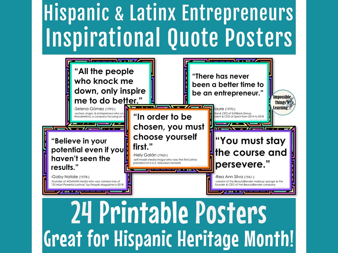 Hispanic Heritage Month Posters for the Classroom With Inspirational ...