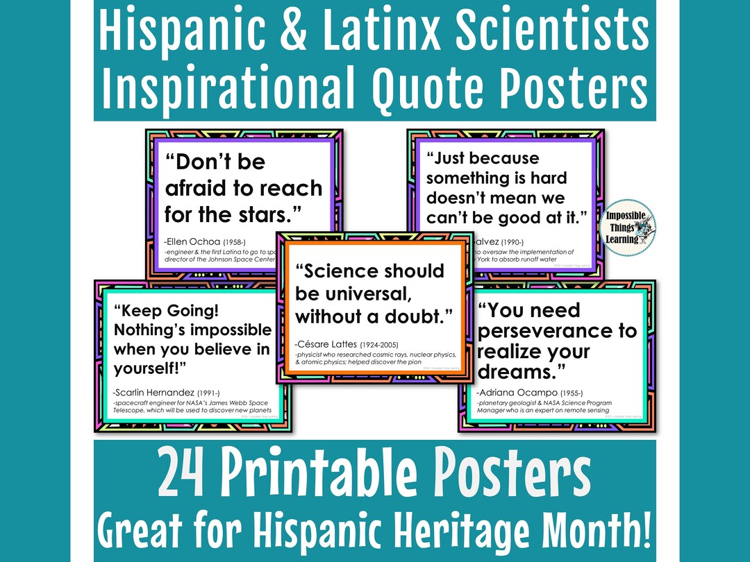 Hispanic Heritage Month Posters for Science Classroom With ...