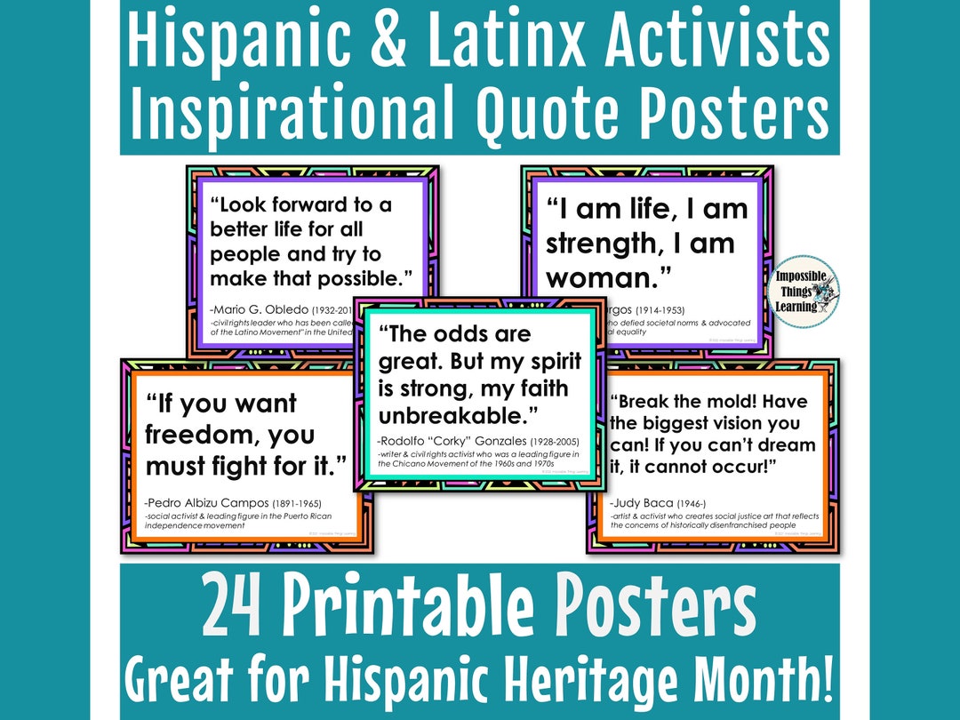 Hispanic Heritage Month Classroom Posters With Inspirational Quotes ...