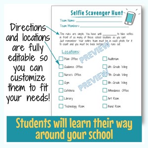 Back to School Scavenger Hunt for Middle School, 6th Grade Orientation ...