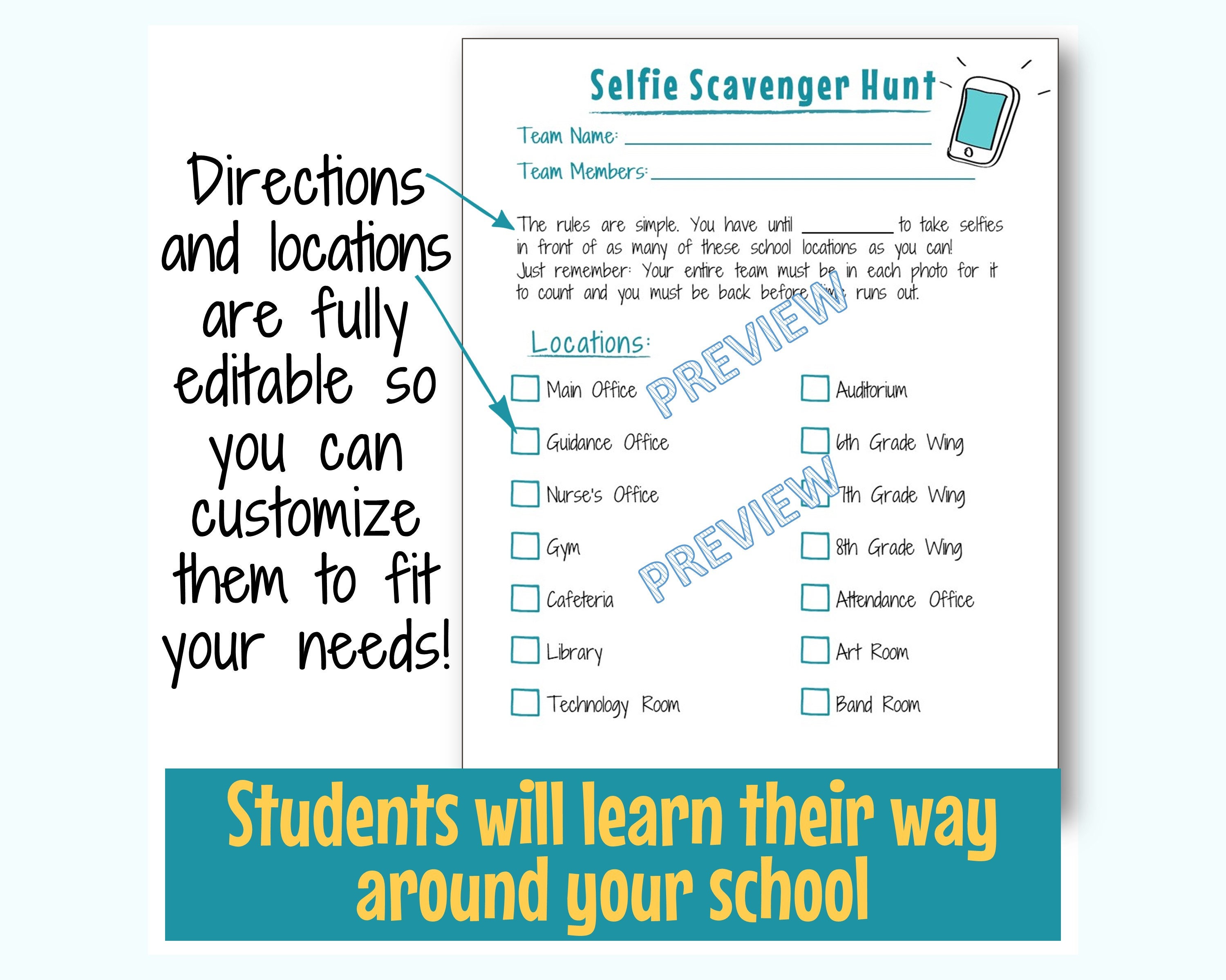 Back to School Scavenger Hunt for Middle School, 6th Grade Orientation ...