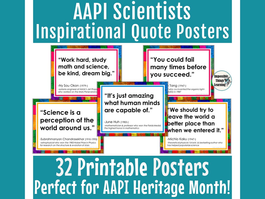 AAPI Heritage Month Posters for Science Classrooms With Inspirational ...