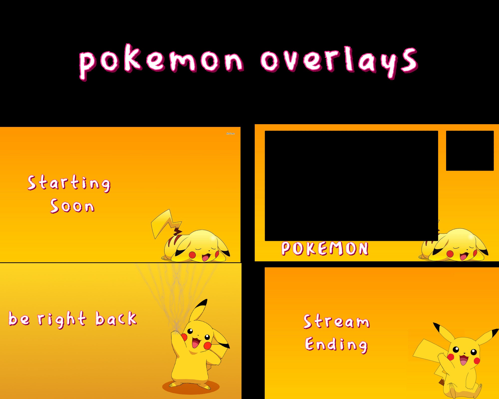 Pokemon Pikachu Overlays Twitch Youtube Facebook - Etsy