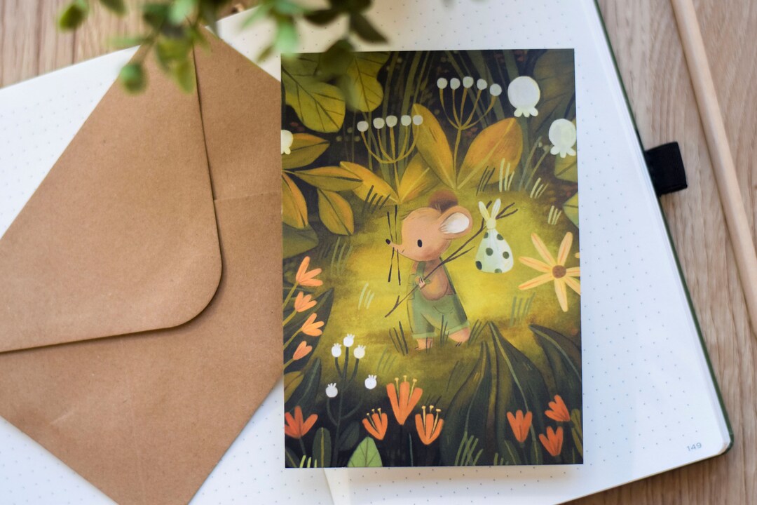 Postcard Wandering Mouse incl. Envelope 10x15cm Mouse - Etsy