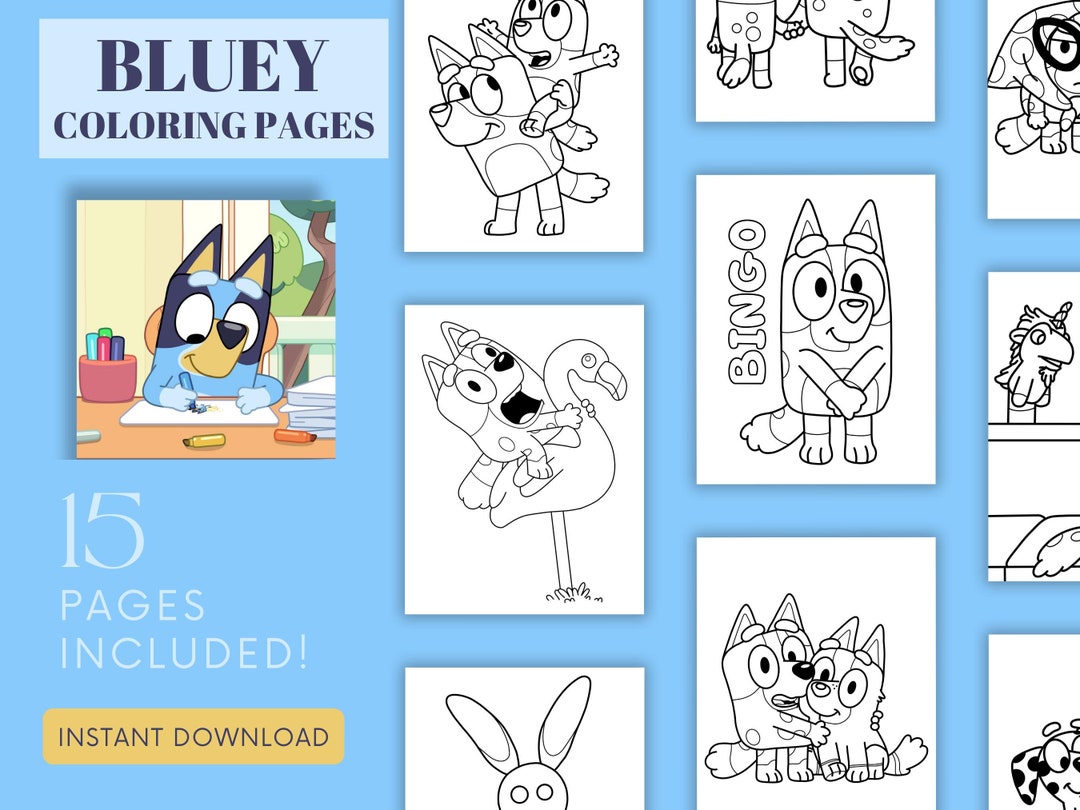 Bluey Coloring Pages Digital Download Kids Coloring Book Activities for ...