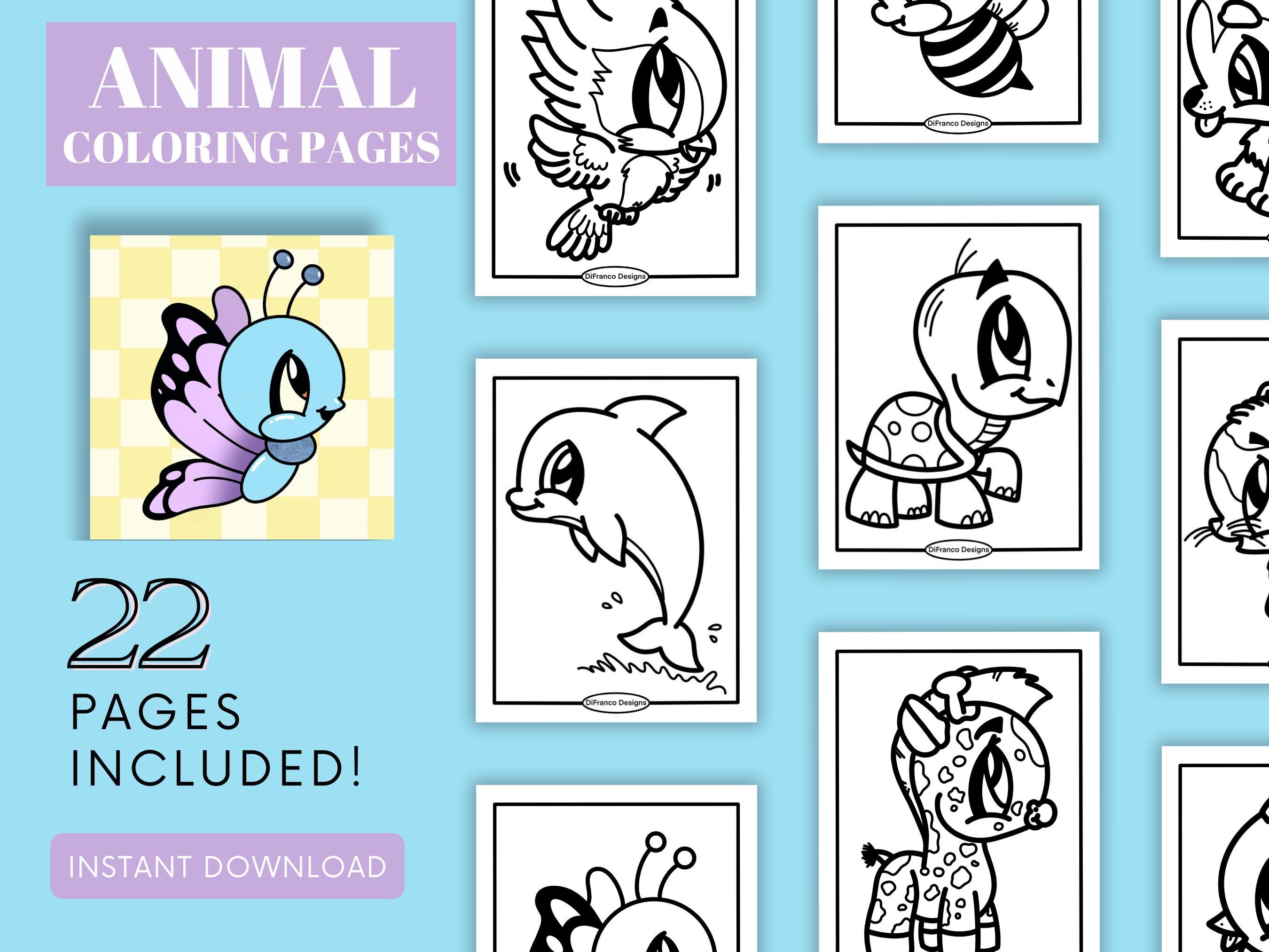 Baby Animal Simple Coloring Pages | Digital Download | Kids Coloring ...
