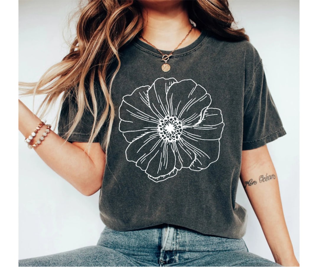 Poppy Shirt, California Poppy Shirt, Flower Shirt, Botanical Shirt ...