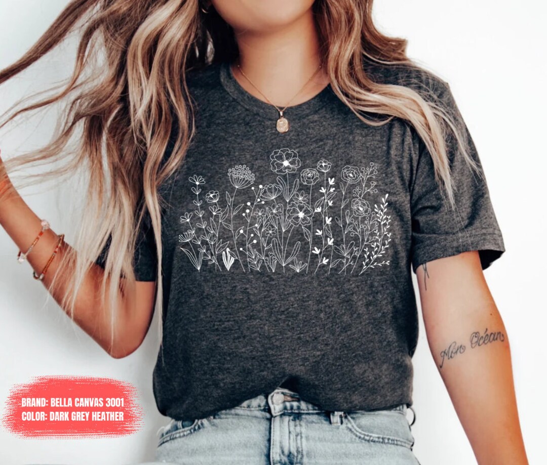 Wild Flowers Shirt, Wildflower Tshirt, Floral Shirt, Botanical Shirt, Flower Shirt, Nature Lover ...