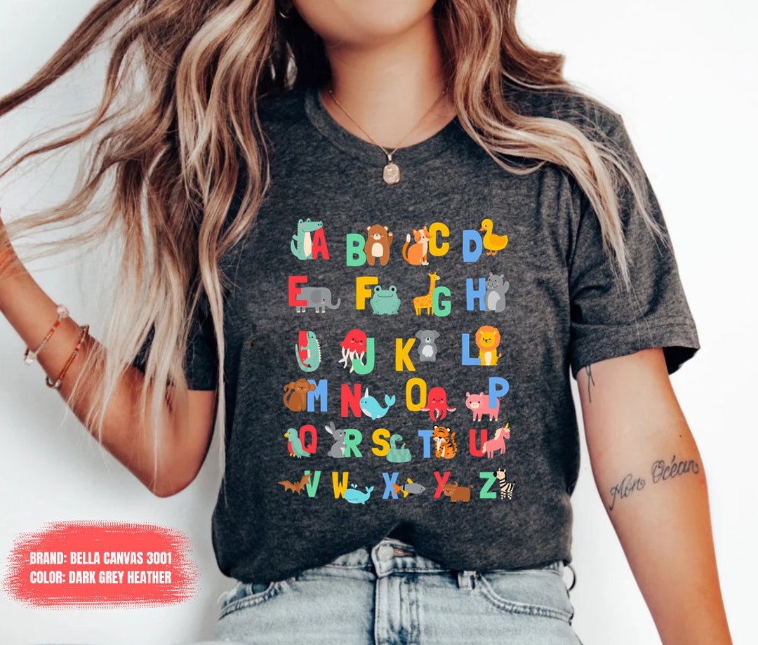 Alphabet Shirt, ABC Shirt, Animals Alphabet T-shirt, Kingergarten ...