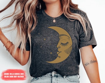 Boho Moon Shirt, Retro Comfort Colors Tshirt for Women, Spiritual ...
