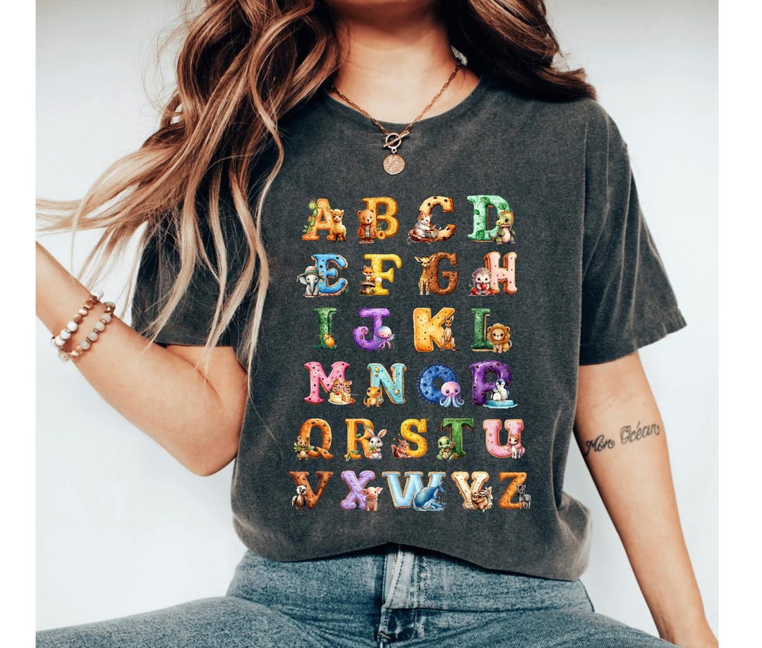 Alphabet Shirt, ABC Shirt, Animals Alphabet T-shirt, Kingergarten ...