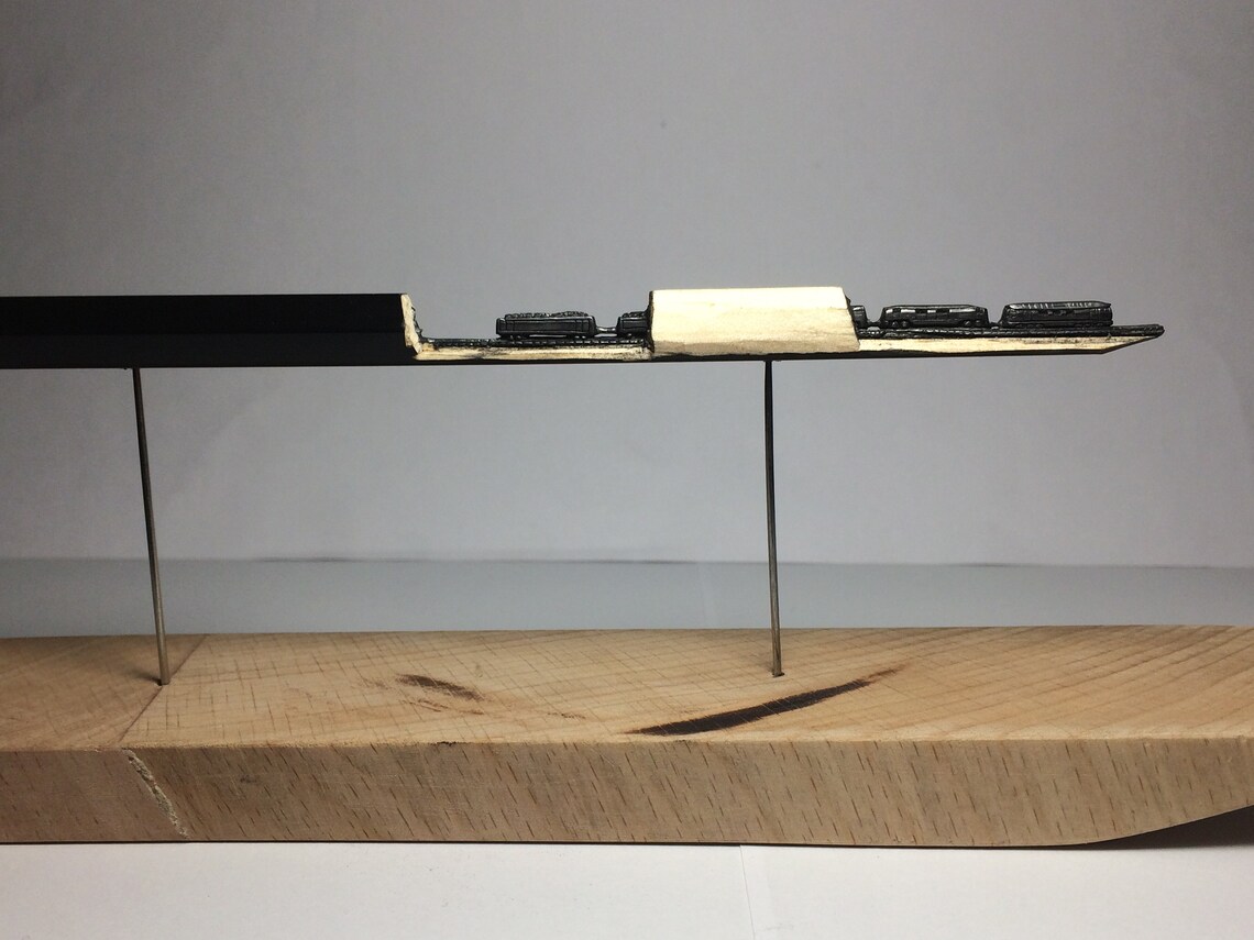 Locomotive in Railway Pencil Carving / Train With Trestles / | Etsy